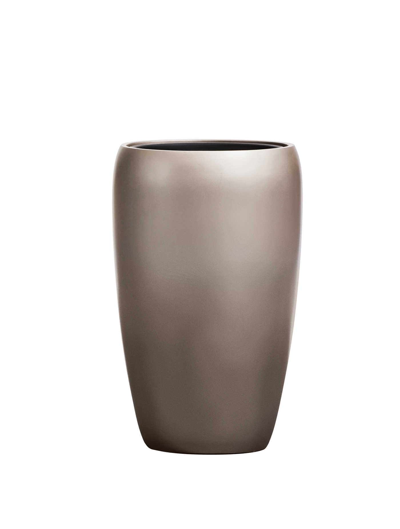 Кашпо TREEZ Effectory Metal Высокий округлый конус Лаковое матовое тёмное серебро в-51 см, д-32 см