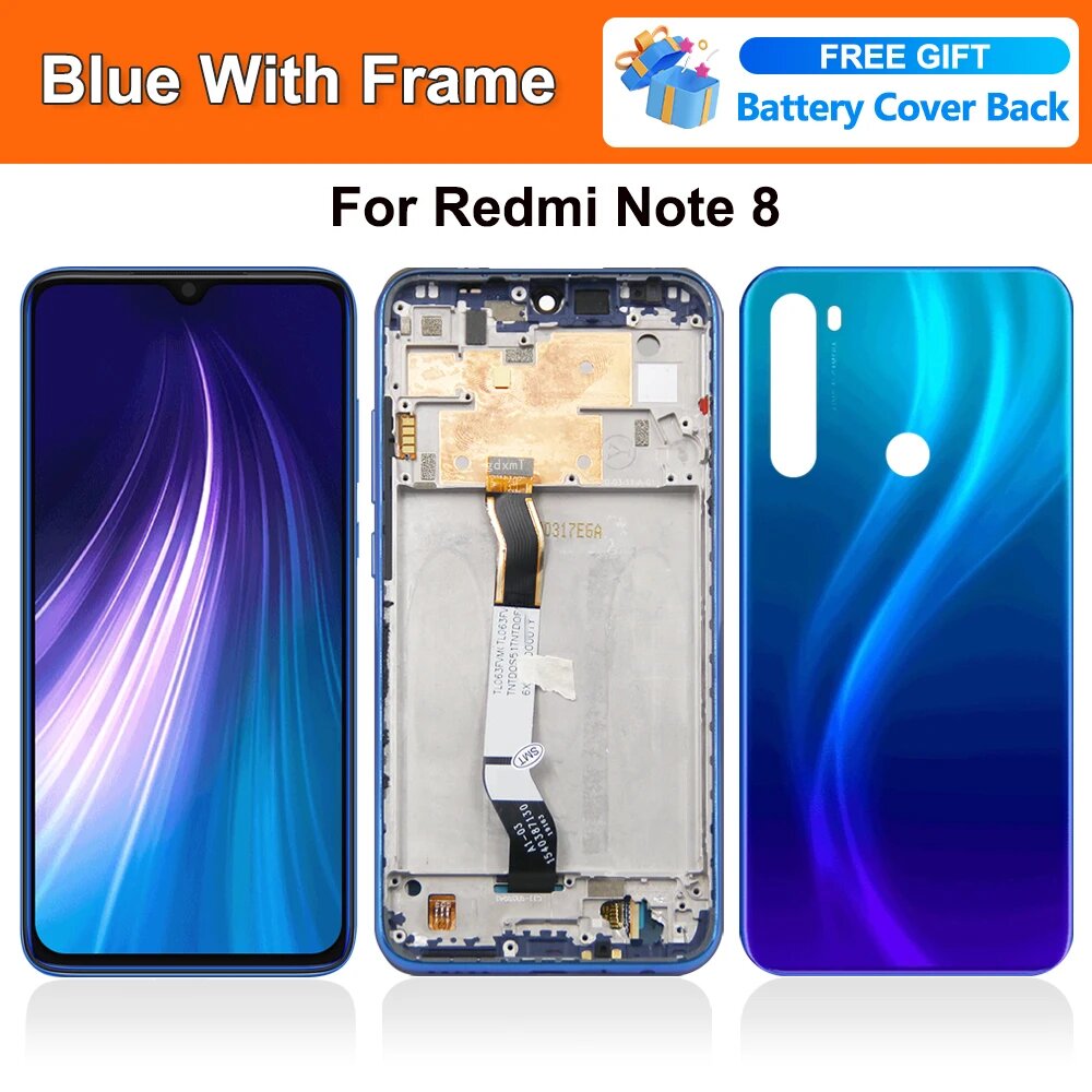 6,3-дюймовый ЖК-дисплей для Xiaomi Redmi Note 8, замена сенсорного экрана, для Blue Frame Cover