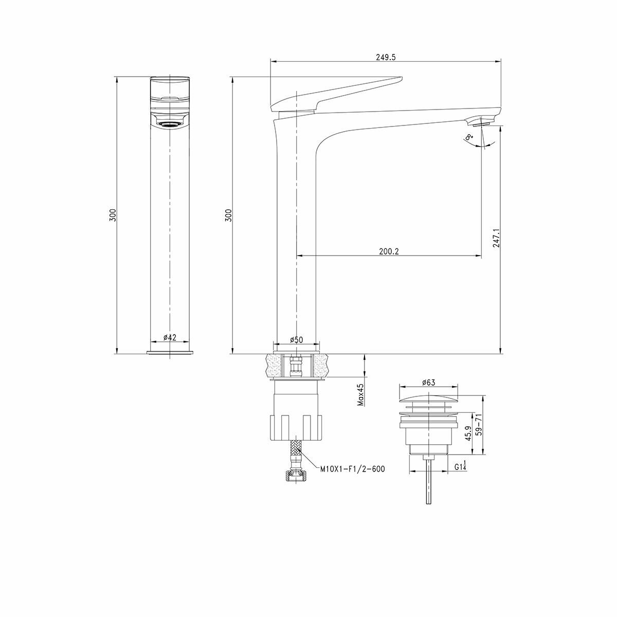 Смеситель Lemark Allegro LM5909CW для раковины, монолитный хром белый
