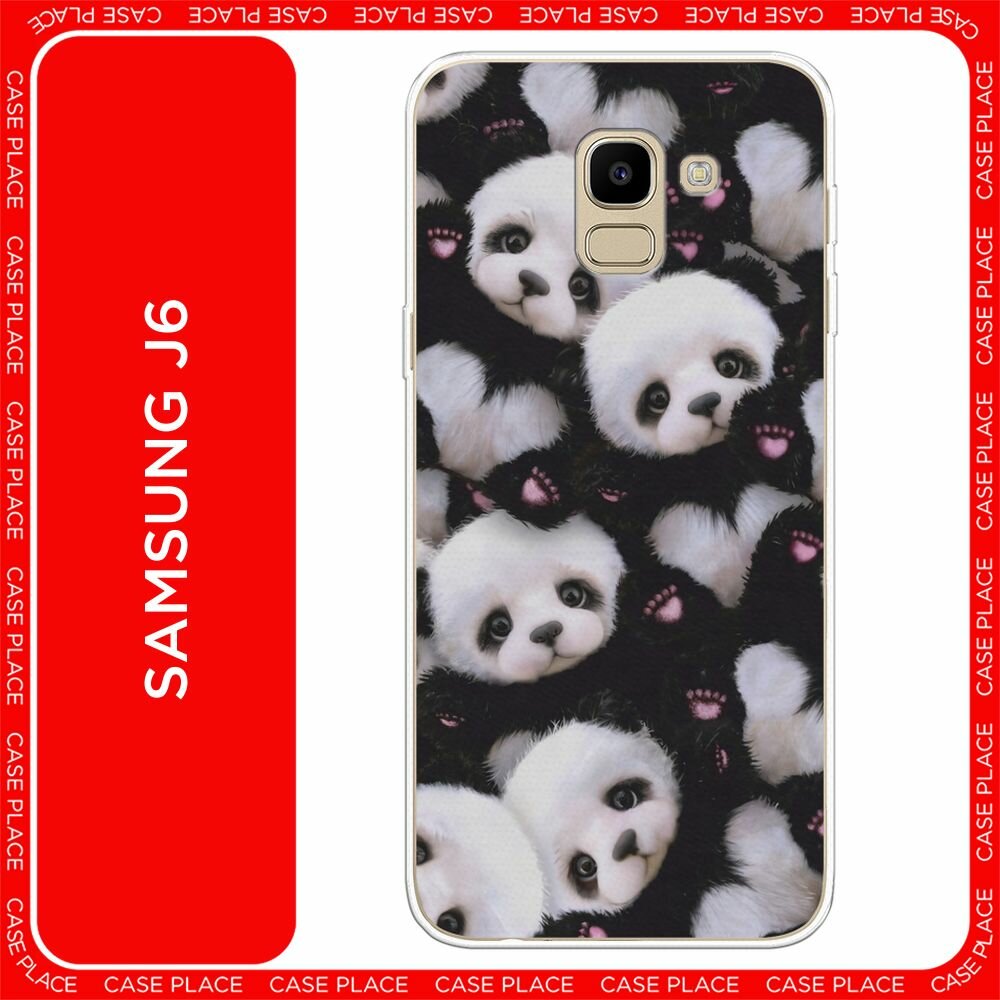 Чехол на Samsung Galaxy J6 2018 / Самсунг Галакси Джей 6 2018 с принтом "Море панд"