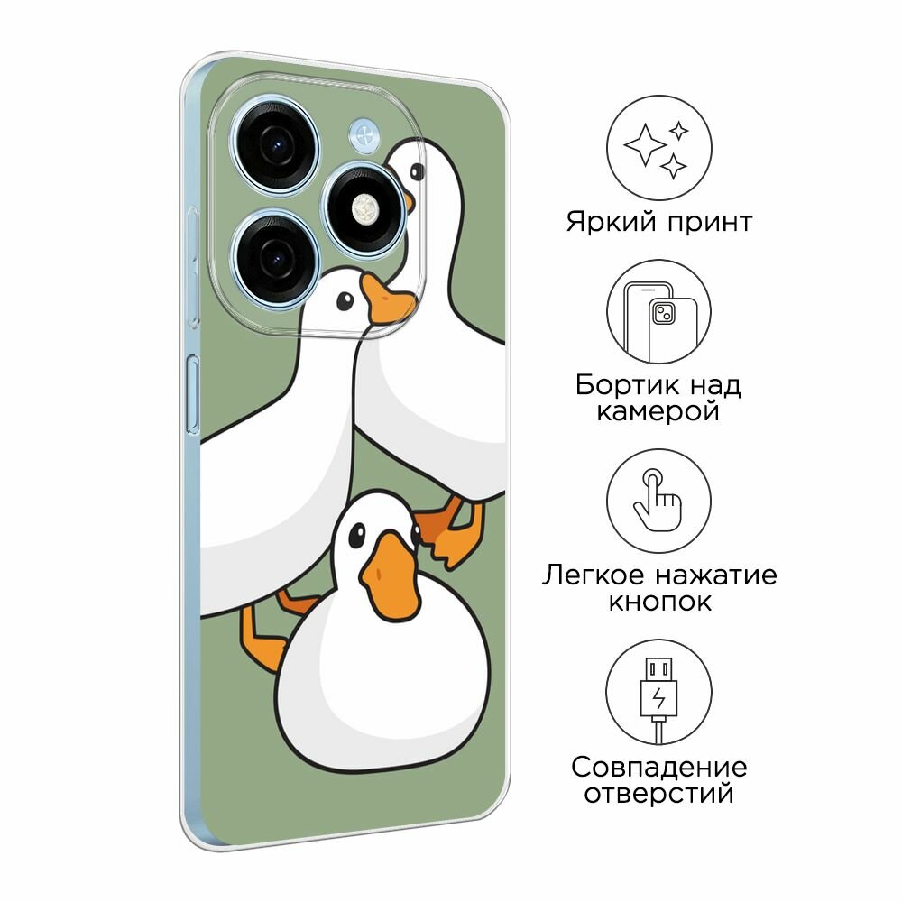 Чехол на Tecno Spark 20 / Текно Спарк 20 с принтом "Утиное трио" — фото 1