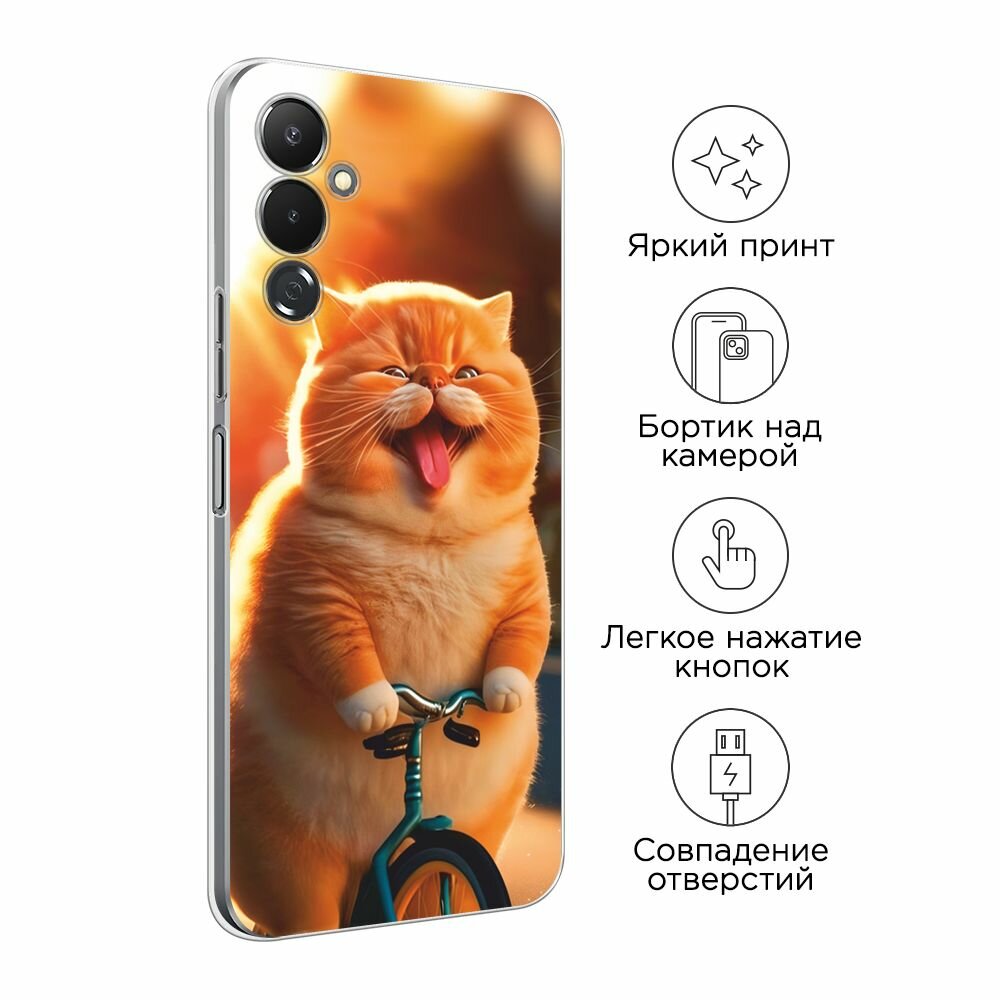 Чехол на Tecno Pova 4 / Текно Пова 4 с принтом "Кот на велике" — фото 1