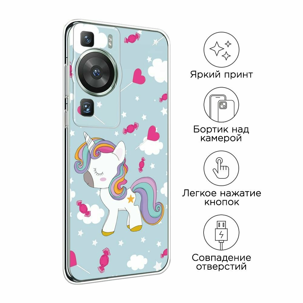 Чехол на Huawei P60/P60 Pro / Хуавей P60/P60 Про с принтом "Сладкий единорожек" — фото 1