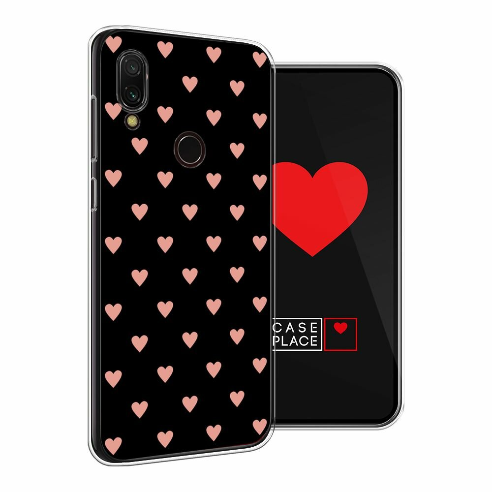 Чехол на Xiaomi Redmi 7 / Сяоми Редми 7 с принтом "Розовые сердечки" — фото 1