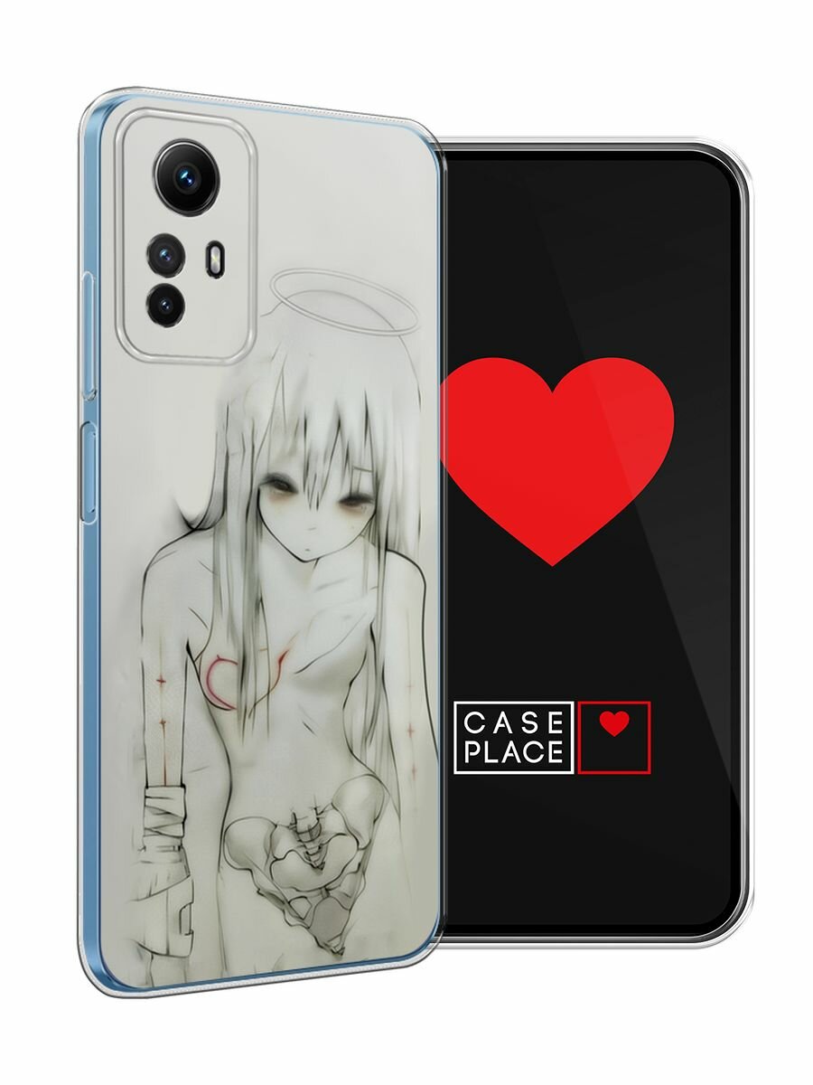 Чехол на Xiaomi Redmi Note 12S / Сяоми Редми Ноут 12S с принтом "Аниме рисунок чёрно-белый" — фото 1