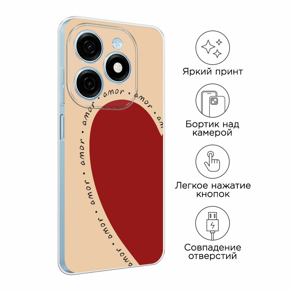 Чехол на Tecno Spark 20 / Текно Спарк 20 с принтом "amor heart 1 - 14 февраля" — фото 1