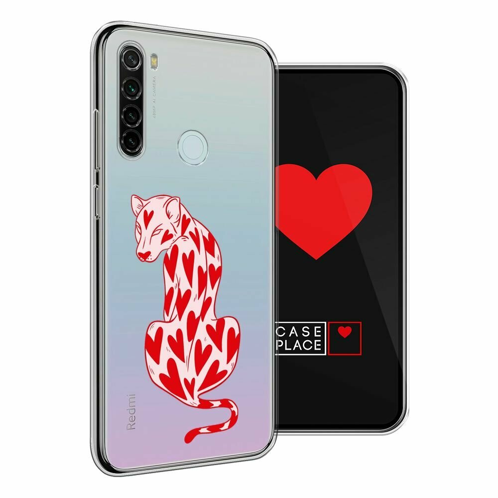Чехол на Xiaomi Redmi Note 8T / Сяоми Редми Нот 8Т с принтом "Heart panther 2 - 14 февраля", прозрачный — фото 1