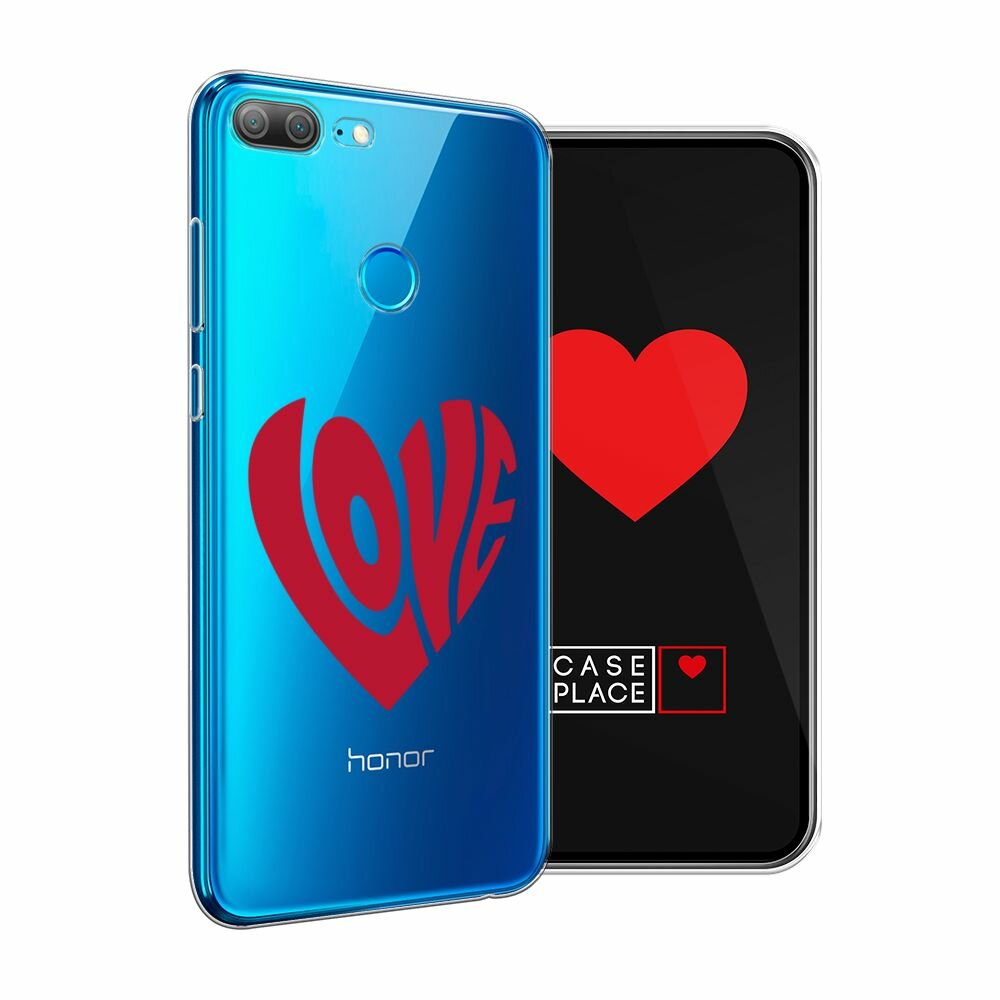 Чехол на Honor 9 Lite / Хонор 9 Лайт с принтом "Love heart 2 - 14 февраля", прозрачный — фото 1