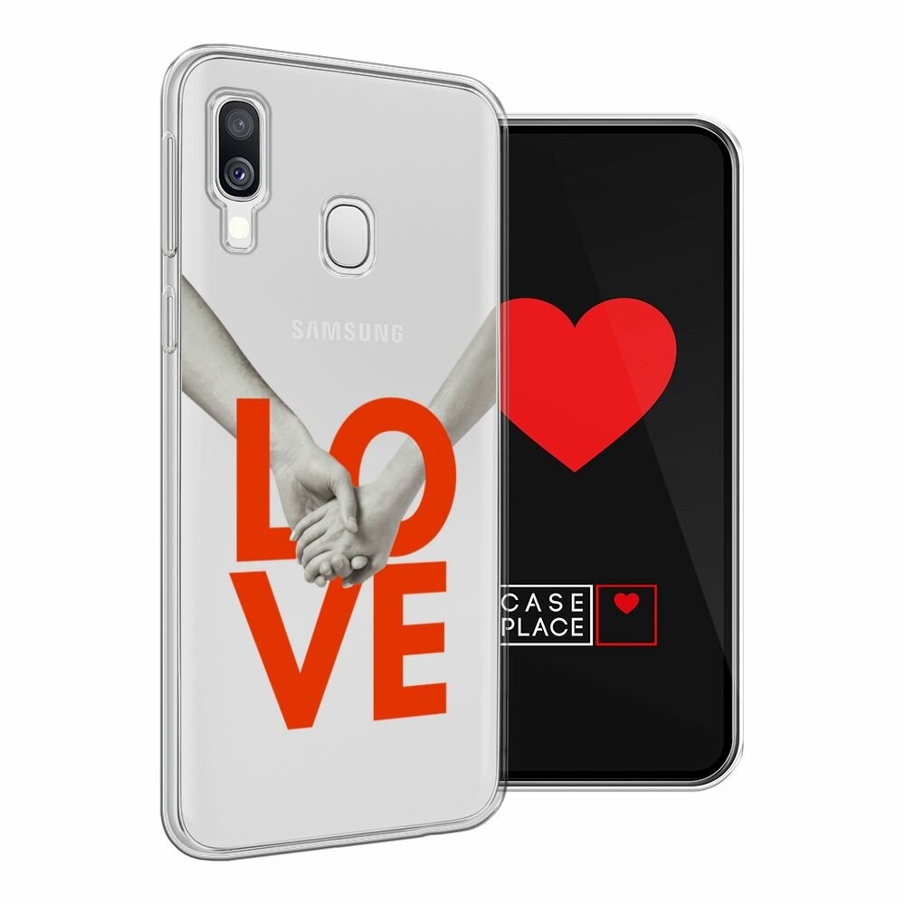 Чехол на Samsung Galaxy A40 / Самсунг Галакси А40 с принтом "Love holding hands - 14 февраля", прозрачный — фото 1
