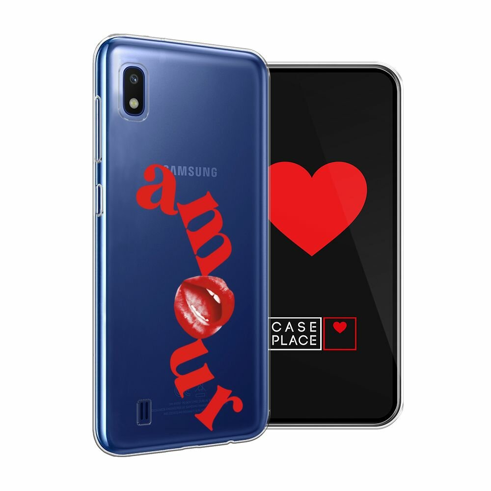 Чехол на Samsung Galaxy A10 / Самсунг Галакси А10 с принтом "Amour lips - 14 февраля", прозрачный — фото 1