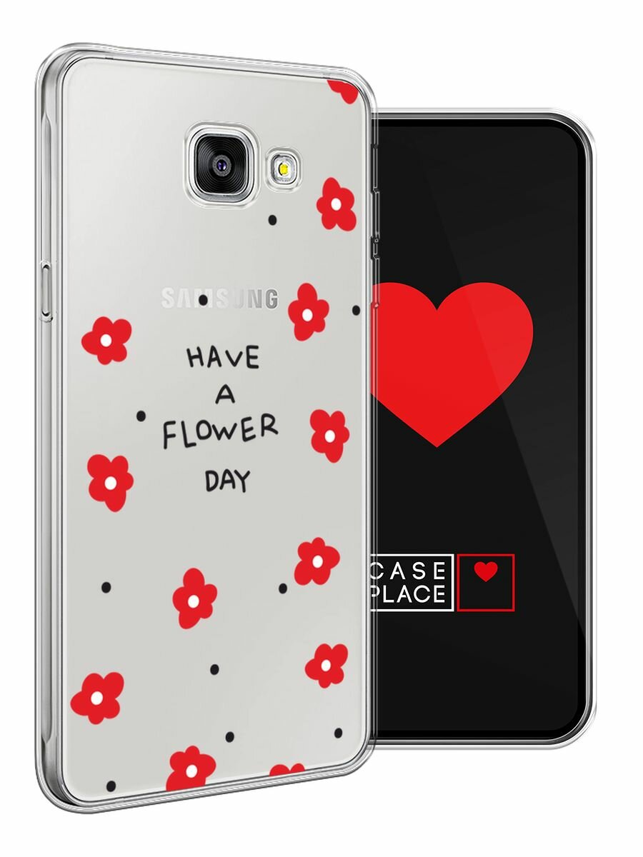 Чехол на Samsung Galaxy A5 2016 / Самсунг Галакси А5 2016 с принтом "Have a flower day 2", прозрачный — фото 1