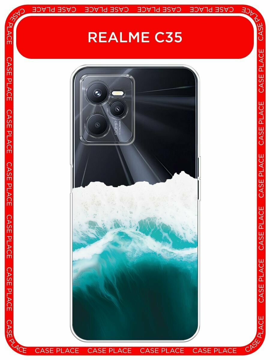 Чехол на Realme C35 / Реалми C35 с принтом "Большая волна", прозрачный