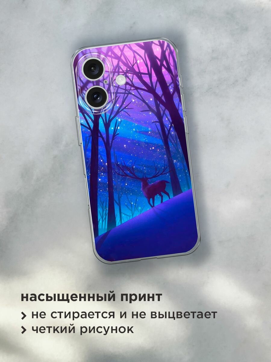 Чехол на Apple iPhone 16 / Айфон 16 с принтом "Северный олень" — фото 1