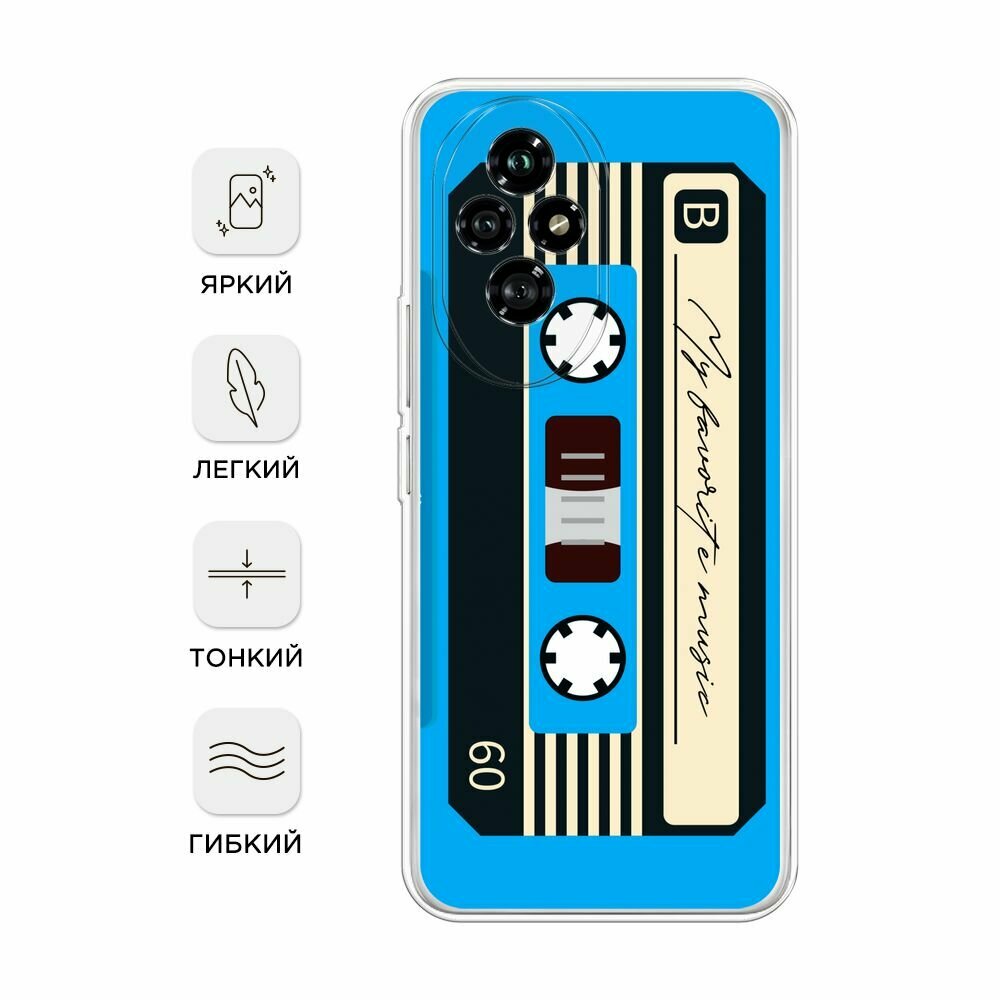 Силиконовый чехол на Honor 200 / Хонор 200 с принтом Синяя кассета — фото 1