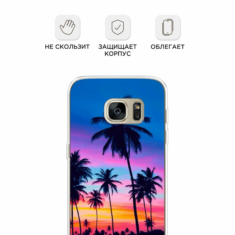 Чехол на Samsung Galaxy S7 / Самсунг Галакси С 7 с принтом "Закат 5" — фото 1