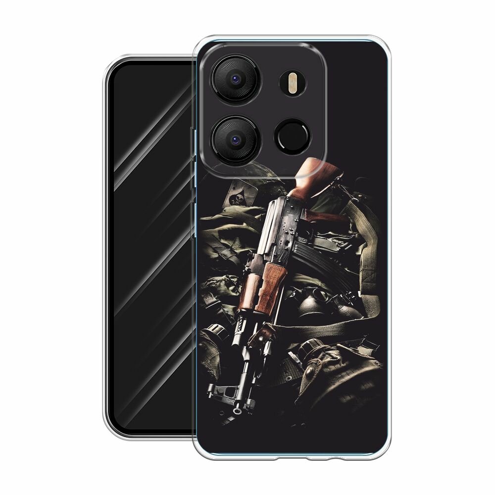 Силиконовый чехол на Tecno Pop 7 / Текно Поп 7 с принтом "Автомат" — фото 1
