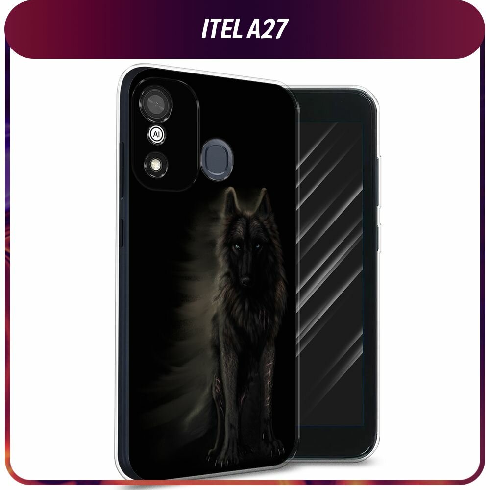 Силиконовый чехол на Itel A27 / Ител А27 с принтом "Туманный волк"