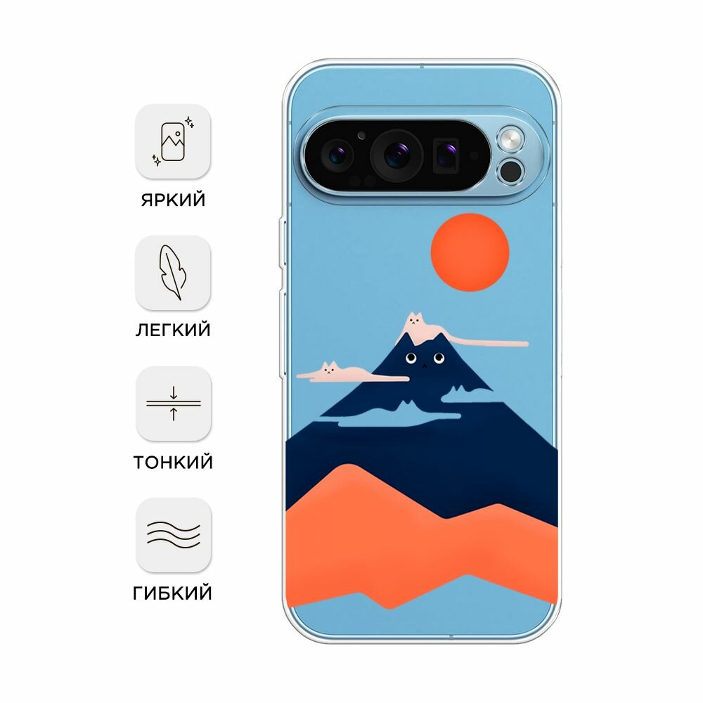 Чехол на Google Pixel 9 / Гугл Пиксель 9 с принтом "Кот-гора", прозрачный — фото 1