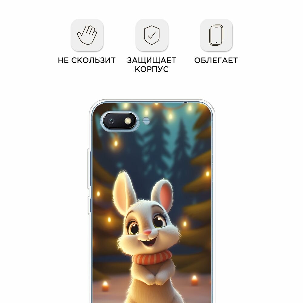Чехол на Xiaomi Redmi 6A / Сяоми Редми 6А с принтом "Кролик среди свечей" — фото 1