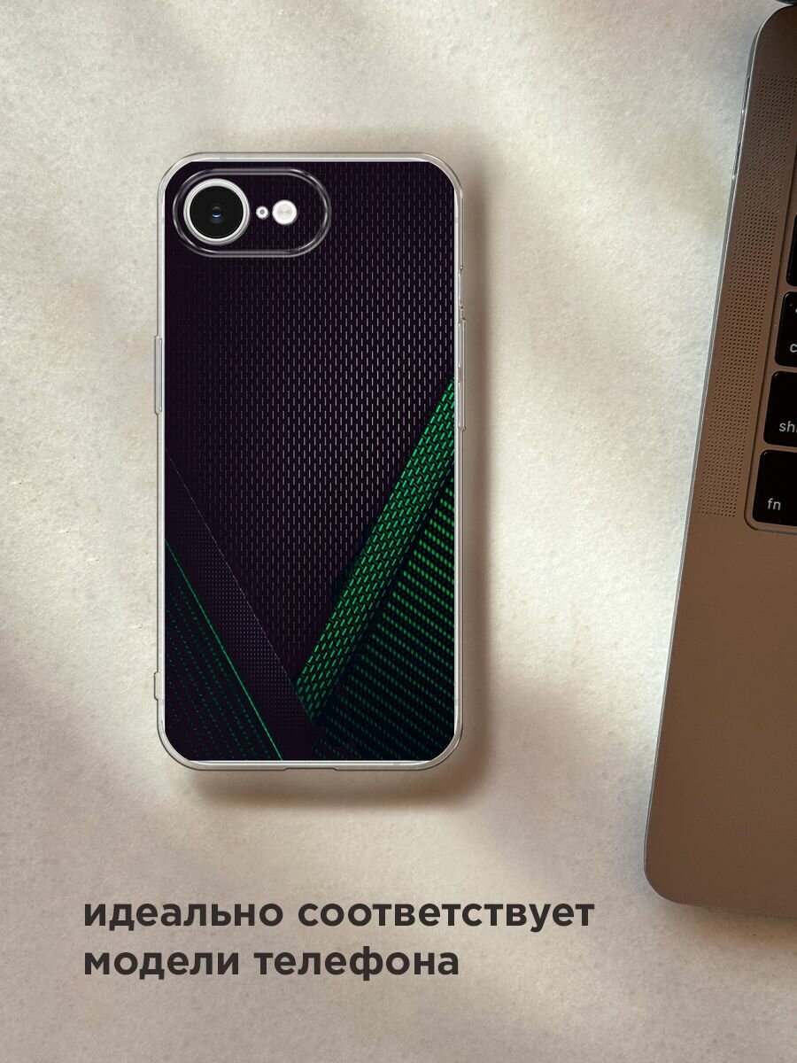 Чехол на Apple iPhone 16e/17e / Айфон 16е/17e с принтом "Зеленый карбон" — фото 1