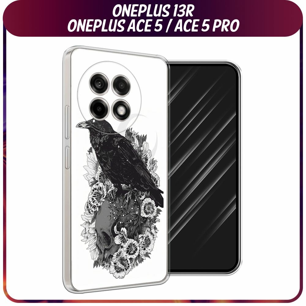 Чехол на Oneplus 13R/Ace 5/5 Pro / Ван Плас 13R/Асе 5/5 Про с принтом "Череп и ворона 1"