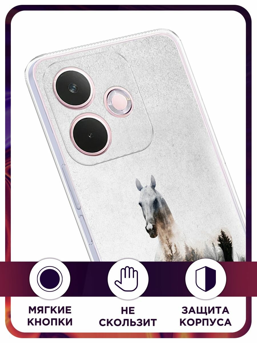 Силиконовый чехол на Oppo A5 Pro / Оппо А5 Про с принтом "Лошадь лес" — фото 1