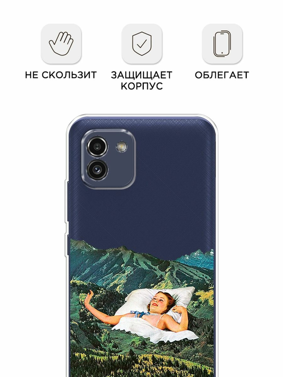 Чехол на Samsung Galaxy A03 / Самсунг Галакси А03 с принтом Good morning, my darling, прозрачный — фото 1