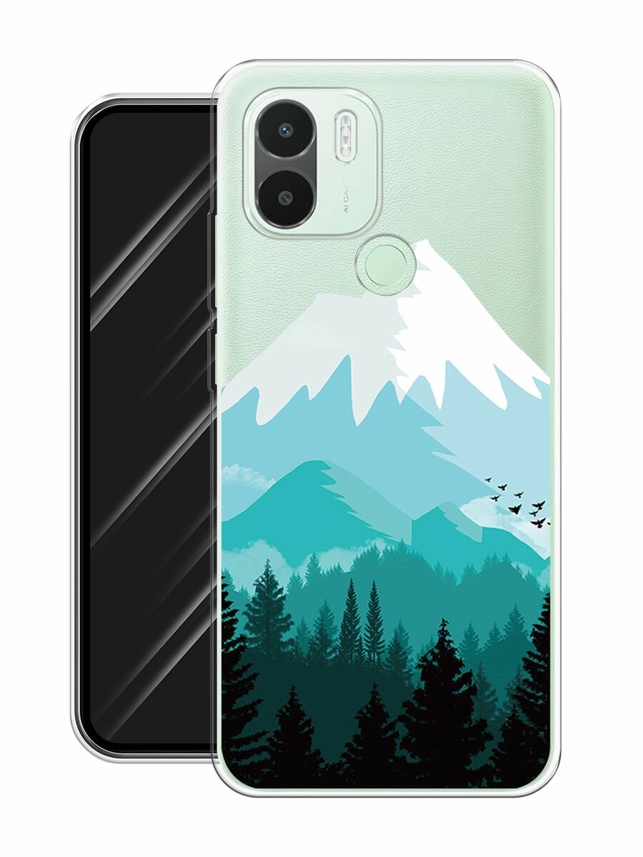 Чехол на Xiaomi Redmi A1+/Redmi A2+/Poco C51/C50 / Редми A1+ с принтом "Синяя снежная гора", прозрачный — фото 1