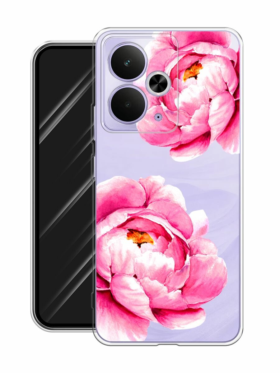 Чехол на Realme 14T / Реалми 14Т с принтом "Open peonies", прозрачный — фото 1