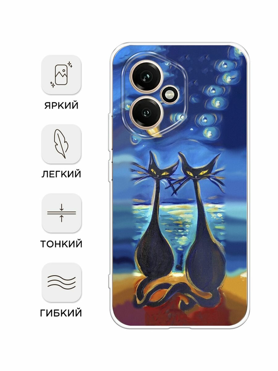 Чехол на Honor 400 / Хонор 400 с принтом "Влюбленные котики 7" — фото 1