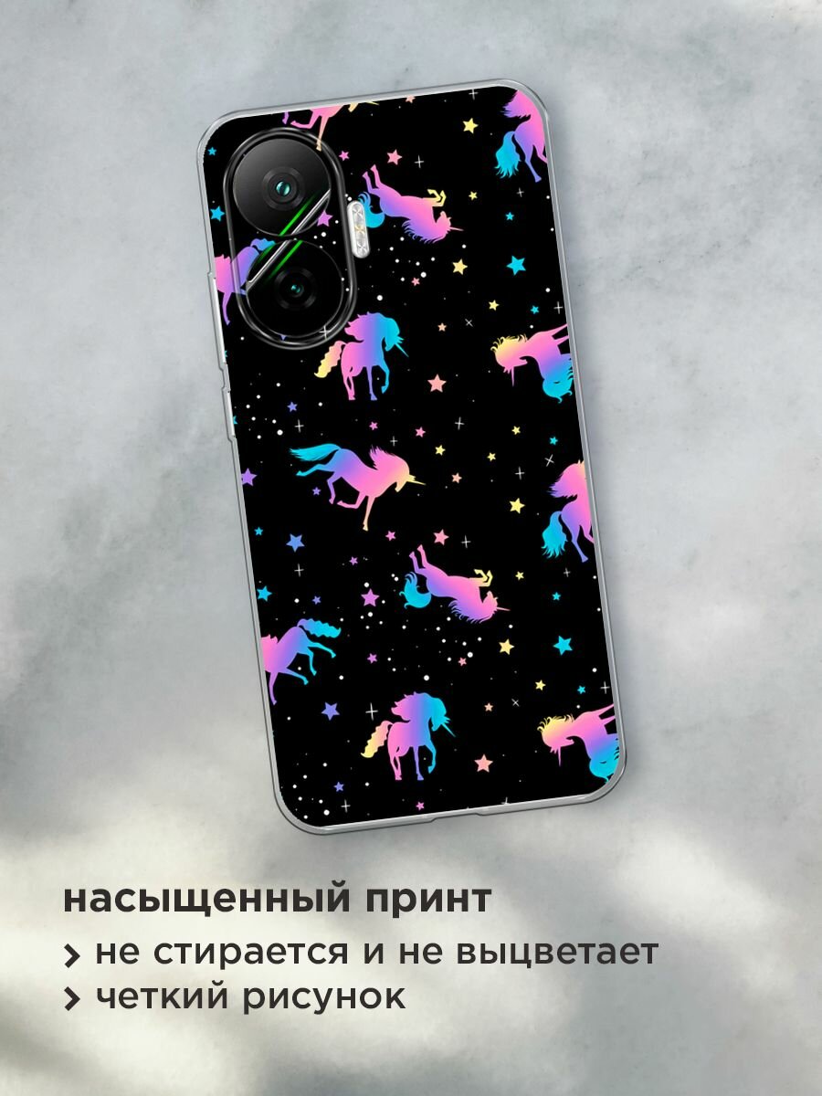 Силиконовый чехол на Poco F7 / Поко F7 с принтом "Единороги градиент" — фото 1