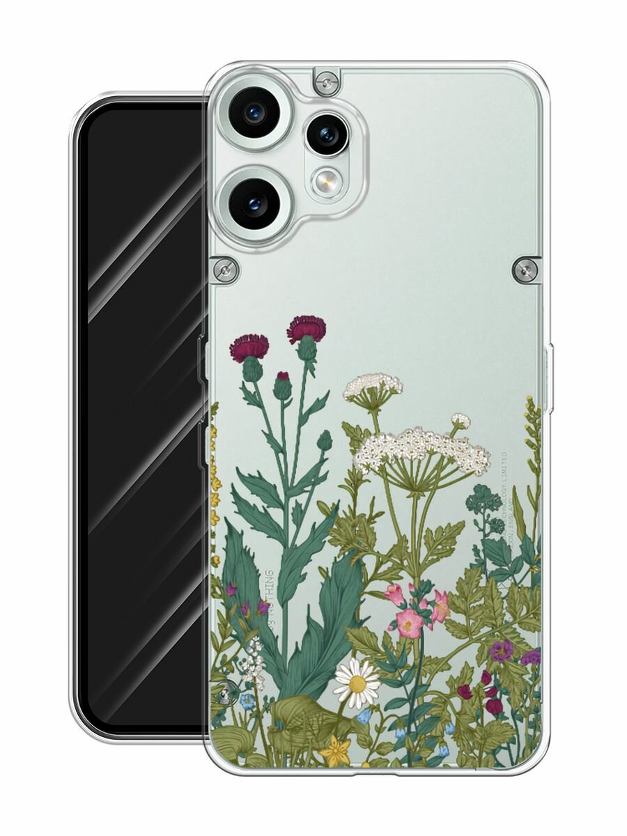 Чехол на CMF Phone 2 Pro / CMF Фон 2 Про с принтом "Дикие полевые цветы", прозрачный — фото 1