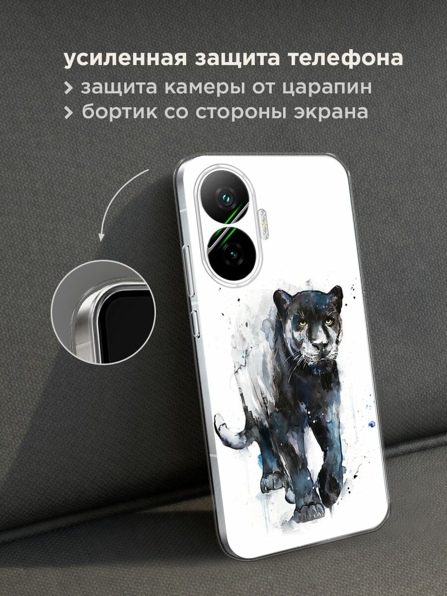 Силиконовый чехол на Poco F7 / Поко F7 с принтом "Пантера арт 3" — фото 1