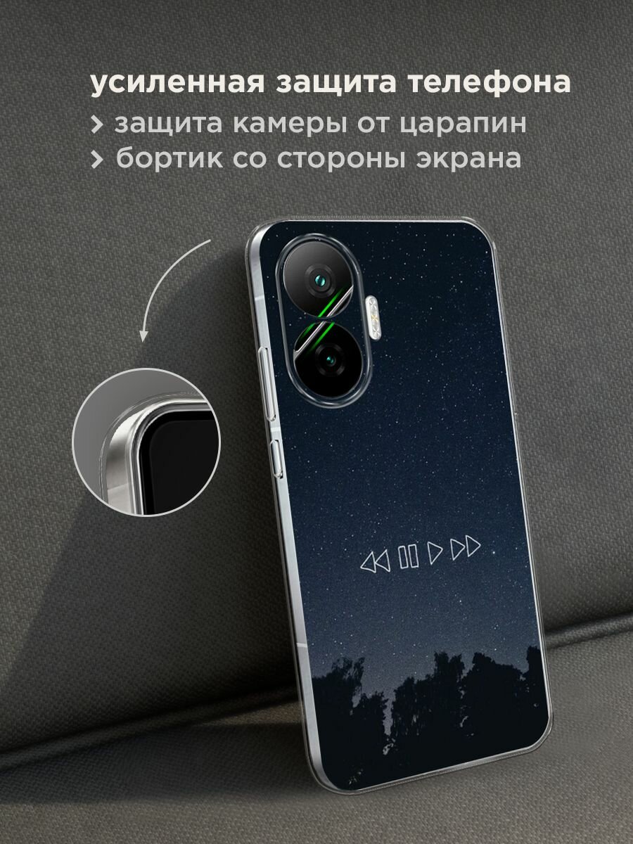Силиконовый чехол на Poco F7 / Поко F7 с принтом "Космическая музыка" — фото 1