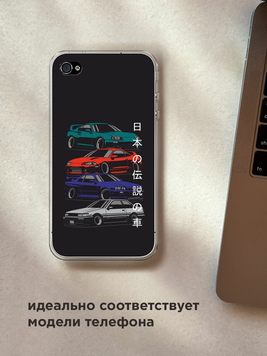 Чехол на Apple iPhone 4/4S / Айфон 4/4S с принтом "JDM Legend cars" — фото 1