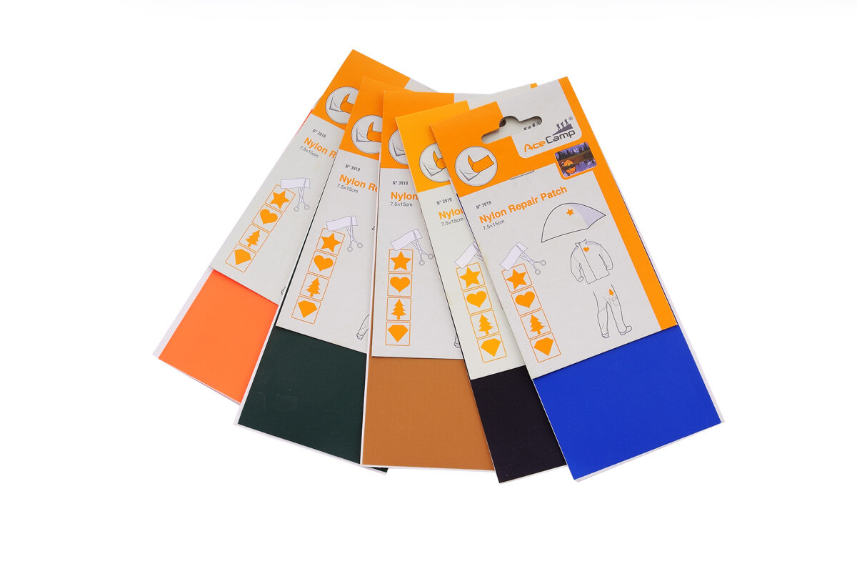 Заплатки AceCamp, нейлон, самоклеющиеся, 7,5x15 см, разноцветные (зеленый)