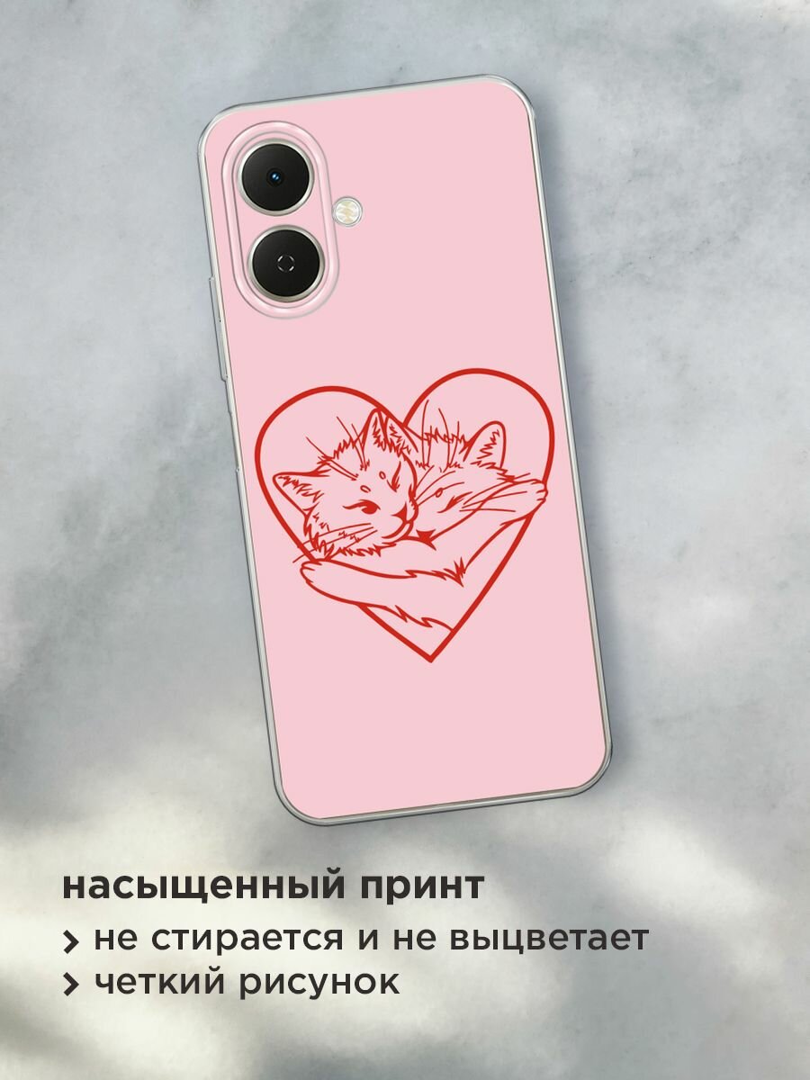 Чехол на Tecno Spark Go 2 / Текно Спарк Го 2 с принтом "Влюблённые котики рисунок 1 - 14 февраля" — фото 1