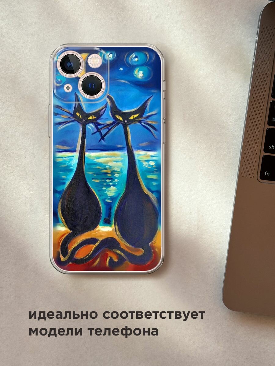 Чехол на Apple iPhone 13 mini / Айфон 13 мини с принтом "Влюбленные котики 7" — фото 1