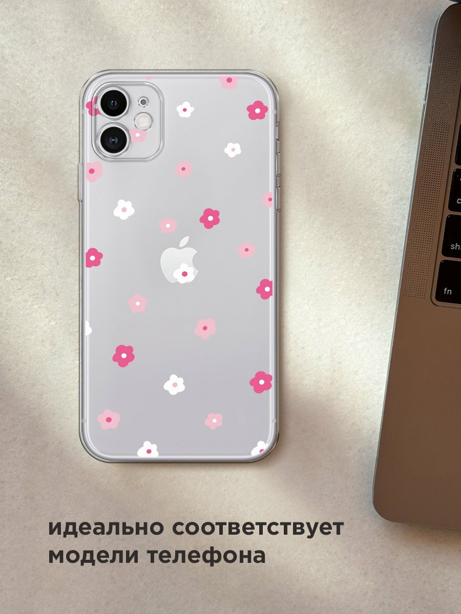 Чехол на Apple iPhone 11 / Айфон 11 с принтом "Весенние цветочки рисунок", прозрачный — фото 1