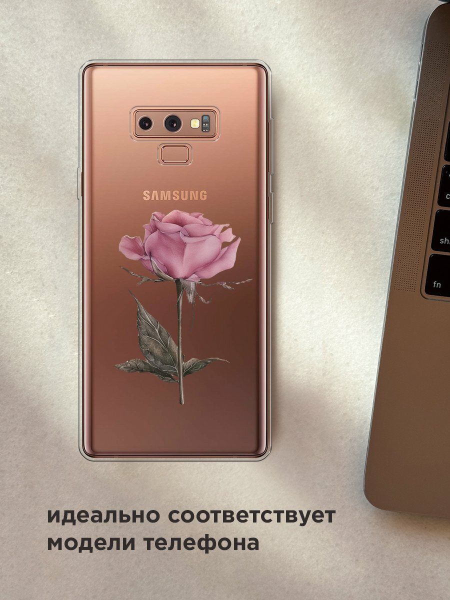 Чехол на Samsung Galaxy Note 9 / Самсунг Галакси Нот 9 с принтом "Меланхоличная роза", прозрачный — фото 1