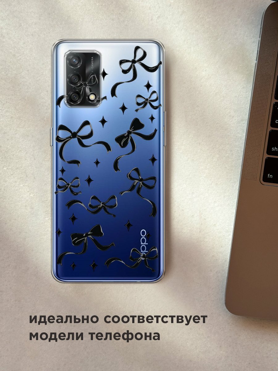 Чехол на Oppo A74 / Оппо A74 с принтом "Милые чёрные бантики 4" — фото 1