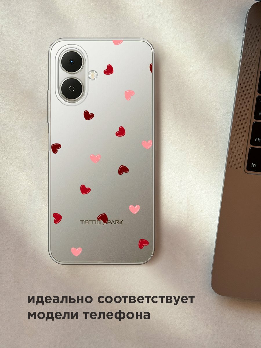 Чехол на Tecno Spark Go 2 / Текно Спарк Го 2 с принтом "Бордовые сердечки 2" — фото 1