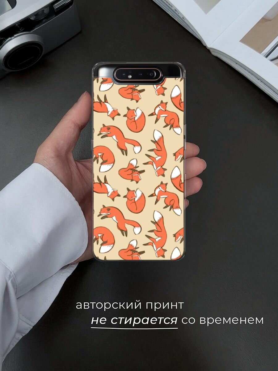 Чехол на Samsung Galaxy A80 / Самсунг Гэлакси A80 с принтом "Лисички фон" — фото 1