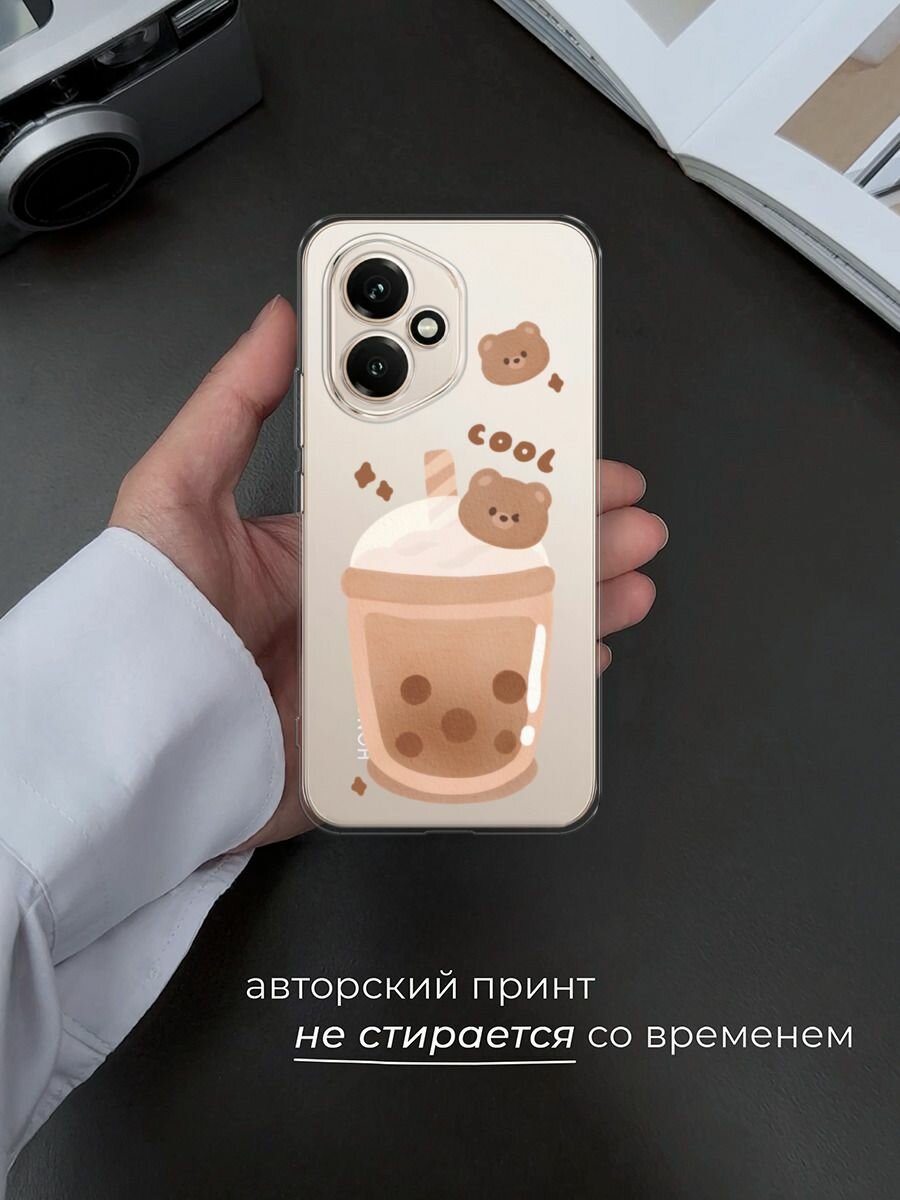 Чехол на Honor 400 / Хонор 400 с принтом "Кофе 2", прозрачный — фото 1