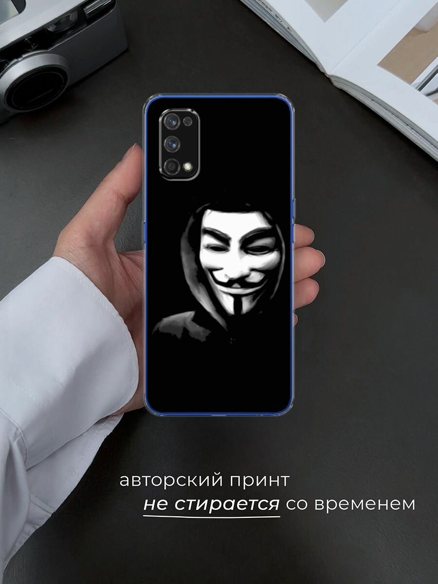 Силиконовый чехол на Realme 7 Pro / Реалми 7 Про с принтом "Анонимус" — фото 1