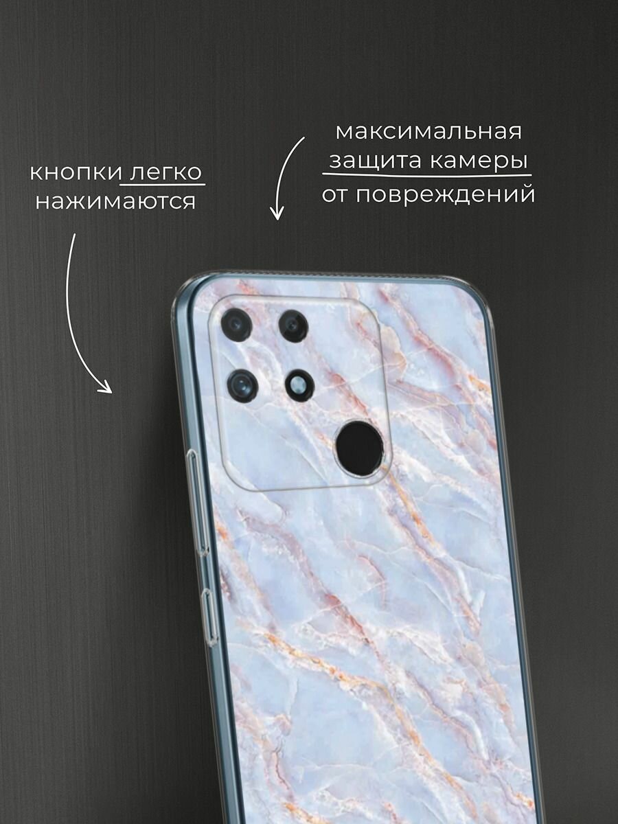 Чехол на Realme Narzo 50A / Реалми Нарзо 50A с принтом "Сиреневый мрамор" — фото 1