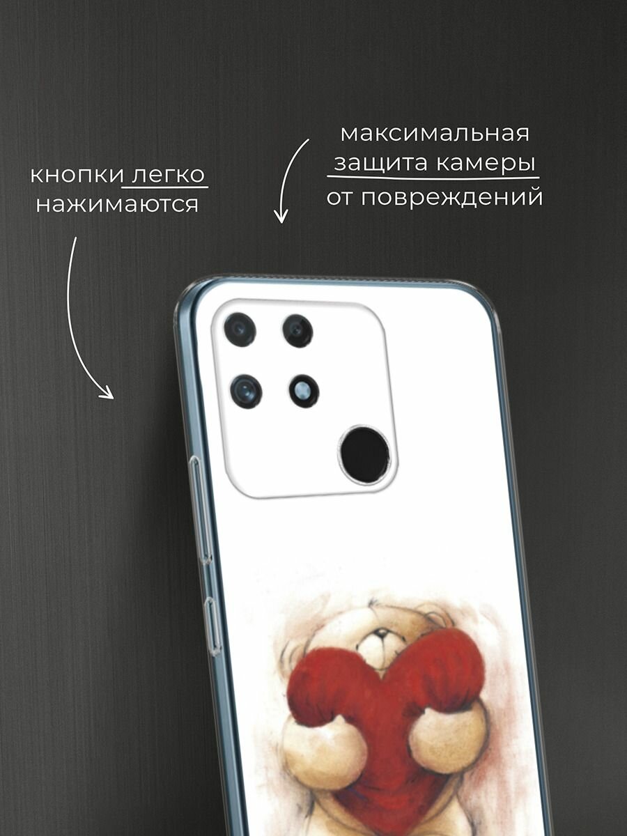 Чехол на Realme Narzo 50A / Реалми Нарзо 50A с принтом "Мишка с сердцем 1" — фото 1