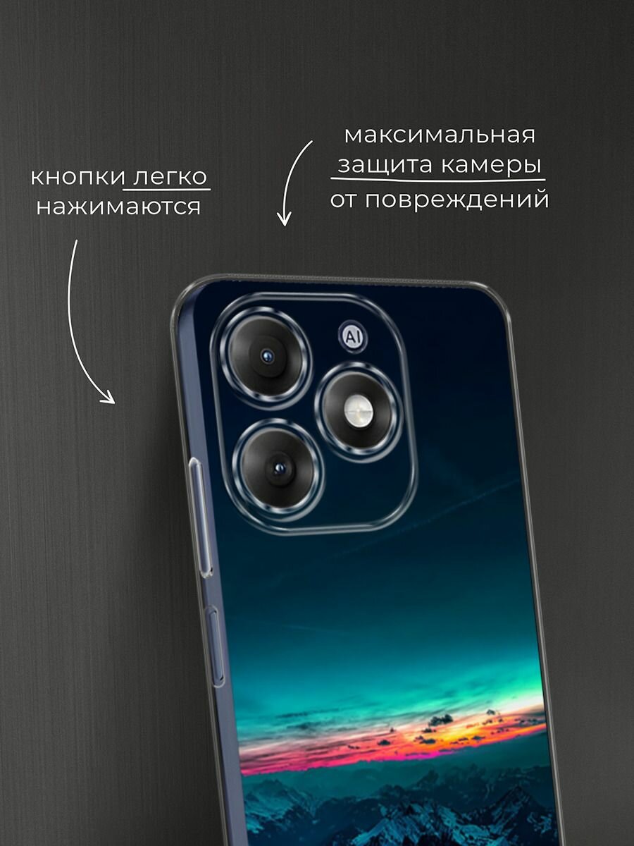 Силиконовый чехол на Itel A70 / Ител А70 с принтом "Закат в горах" — фото 1