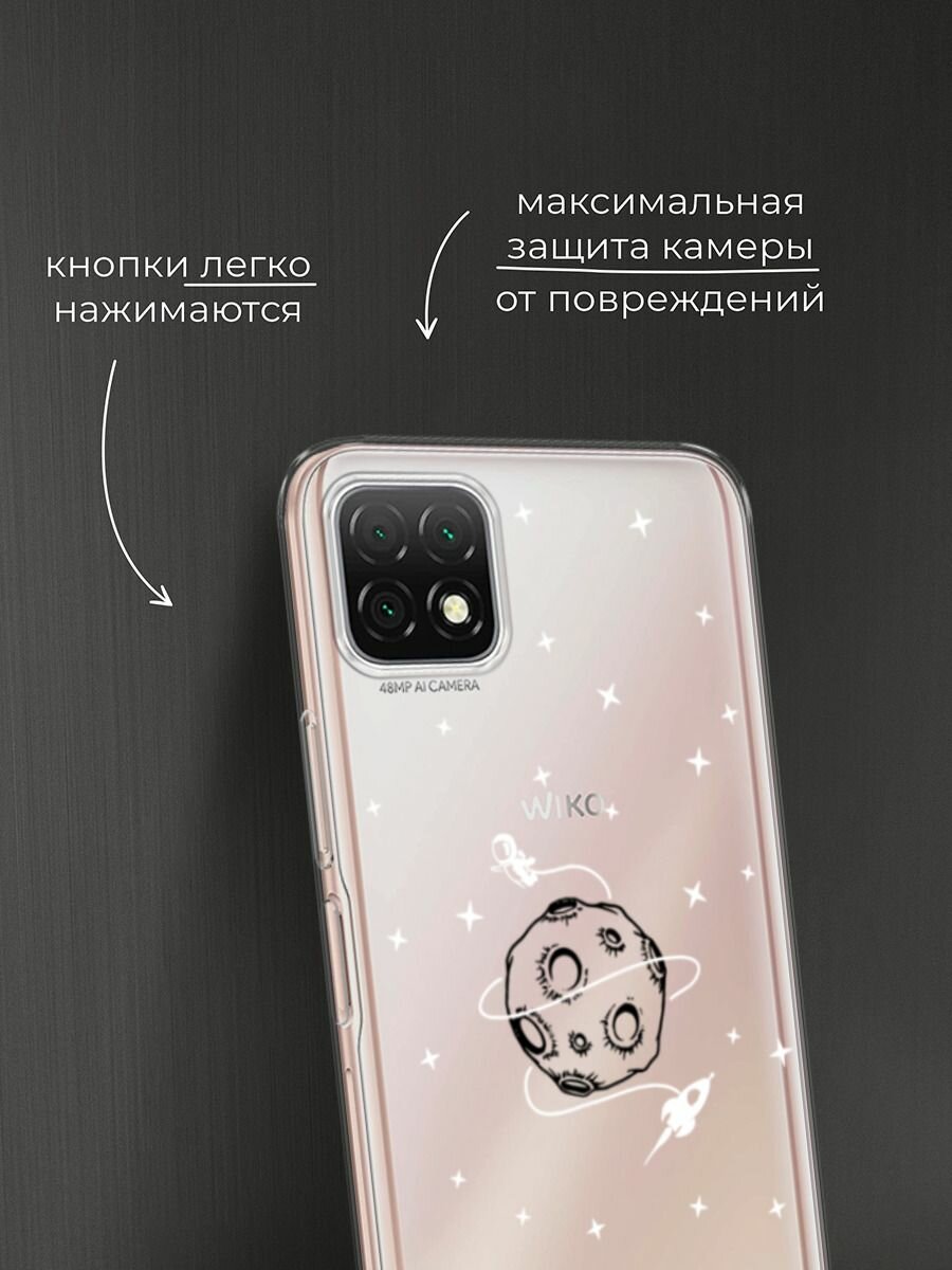 Чехол на Wiko T3 / Вико Т3 с принтом "Полет вокруг луны", прозрачный — фото 1