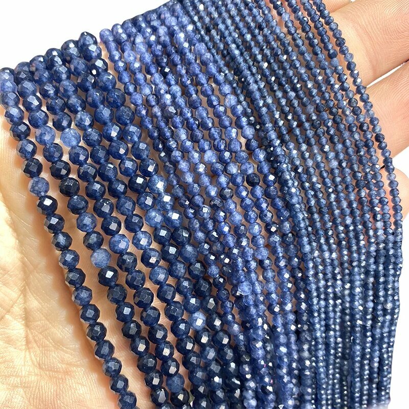 Черные бусины из камня YWROLE Темно-синий, 4mm 85-90pcs, sapphire color